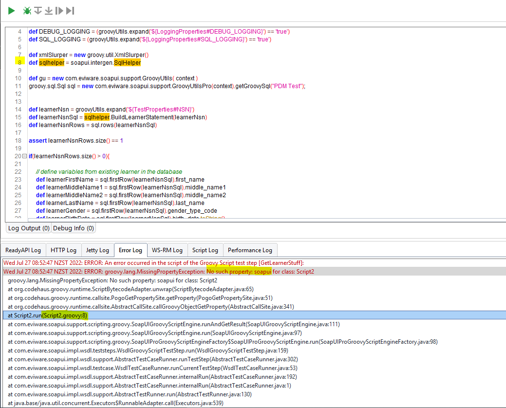 Error Groovylangmissingpropertyexception No Such Property Soapui For Class Script1 8836